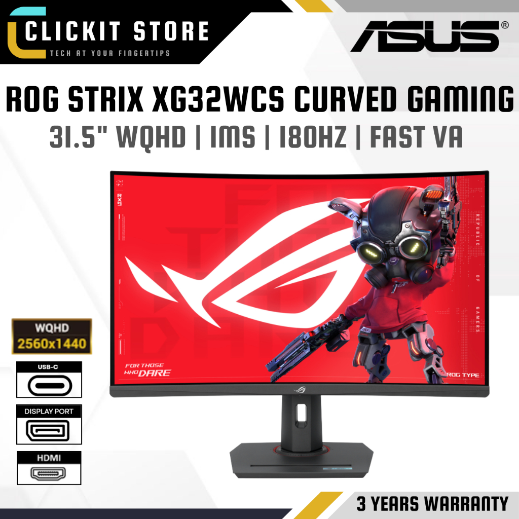 ASUS ROG Strix XG32WCS USB Type-C® Gaming Monitor – 32-inch (Curved ...