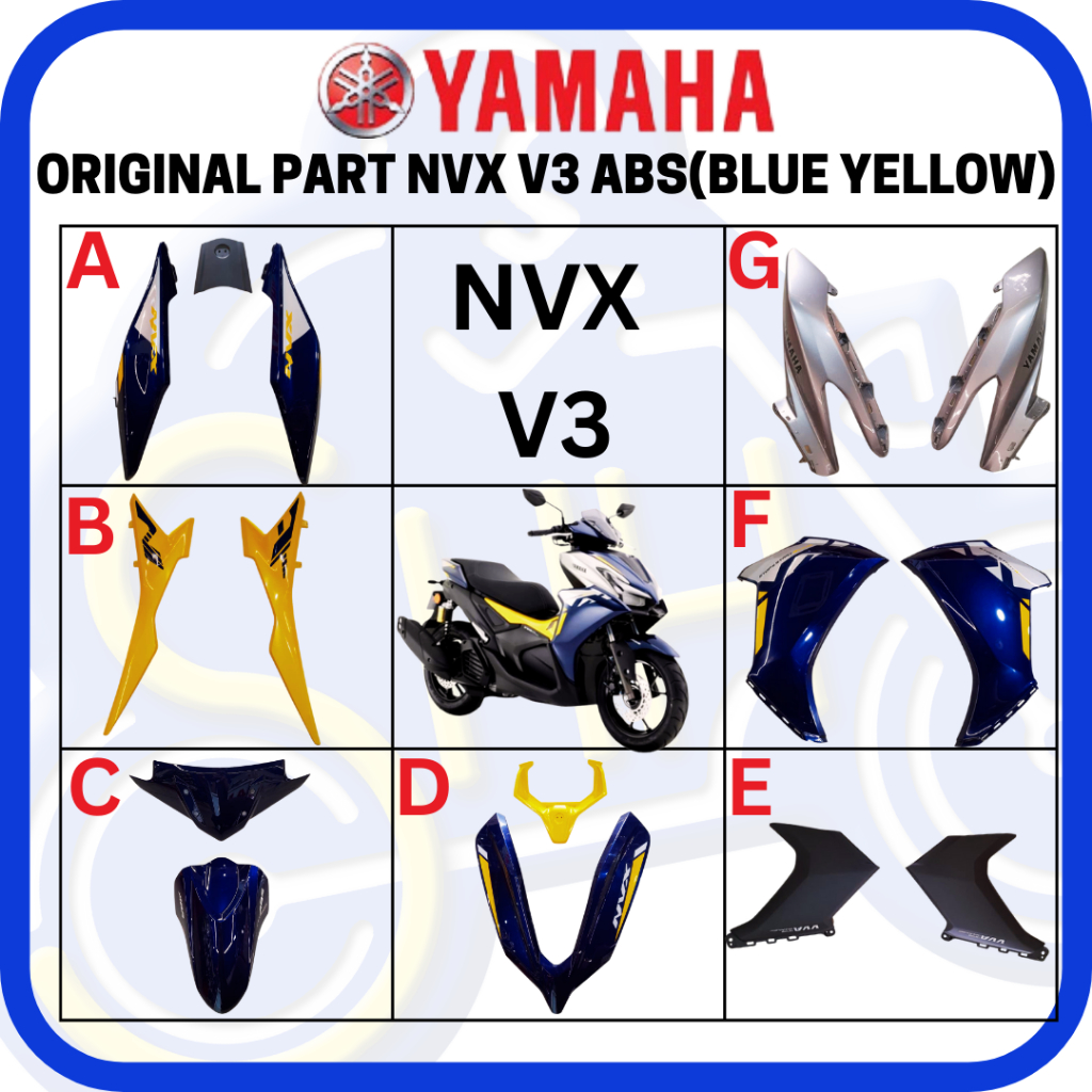 ORIGINAL MOTOR YAMAHA NVX V3 BODY SET COVER SET BITU KUNING NVX ABS V3 ...