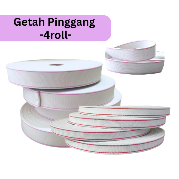 (4 UNIT)Getah Pinggang Kain/ Elastic Redline 1",1/2 inci, 3/4 inci ...