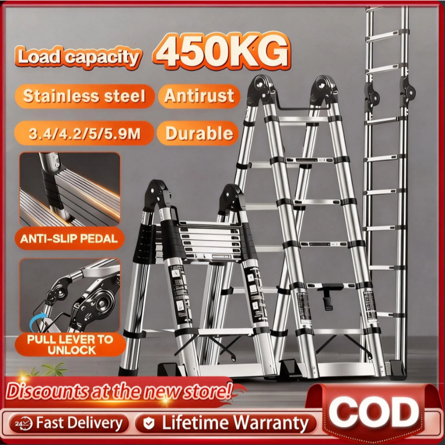 Tangga Lipat Heavy Duty Telescopic Aluminium Multipurpose Portable ...