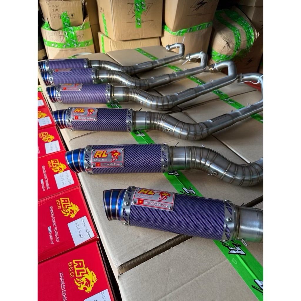RED LEO EXHAUST RACING Y15ZR 32MM 35MM 38MM 42MM BLACK CARBON EKZOS ...