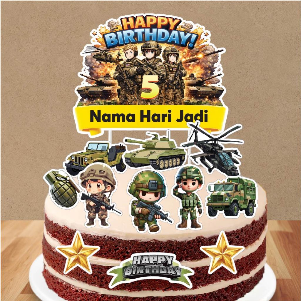 Askar Tentera Soldier Custom Add Name Cake & Cupcake Topper Decoration ...