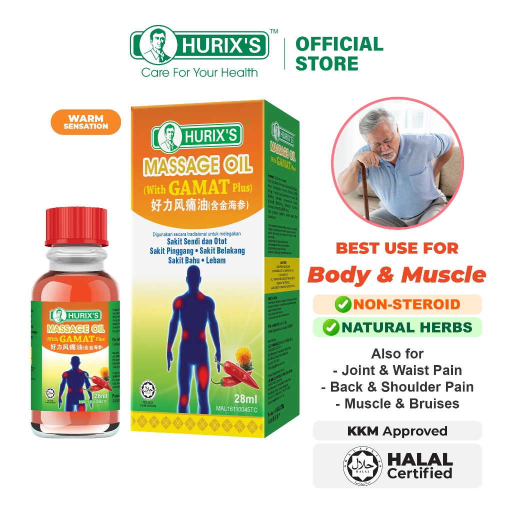 HURIX'S Massage Oil (with GAMAT Plus) - Minyak Urut Tradisional - Sakit ...