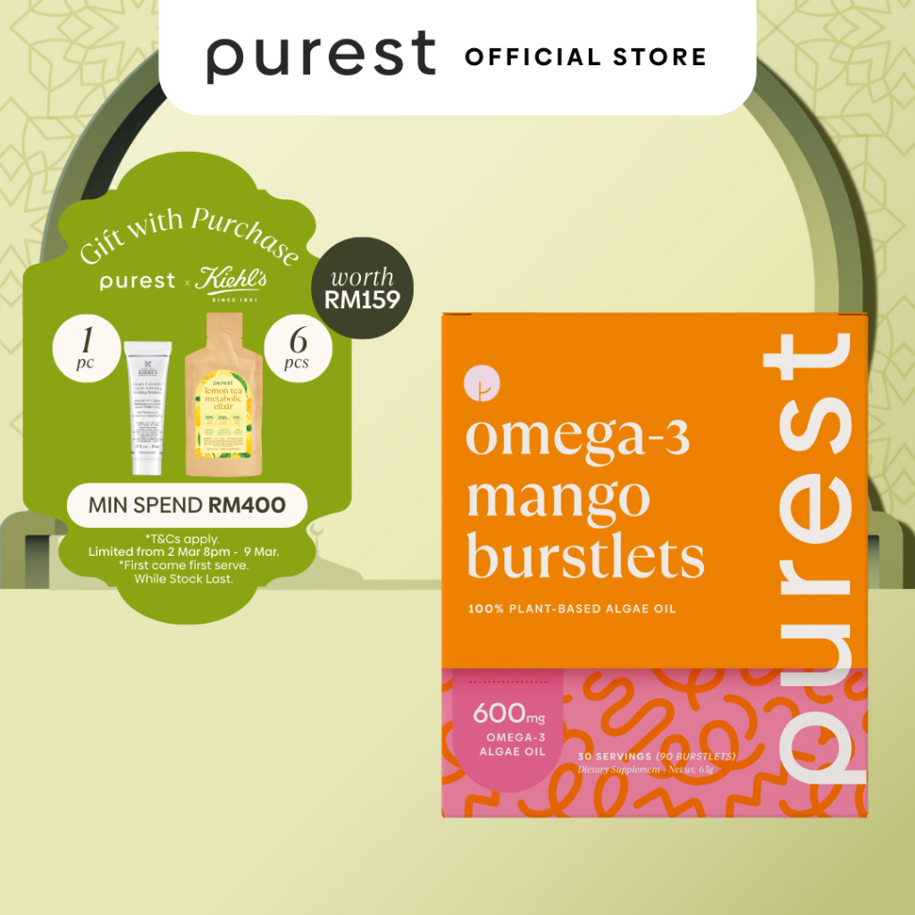 Purest Co Omega-3 Mango Burstlets (Plant-Based DHA & EPA for Brain ...