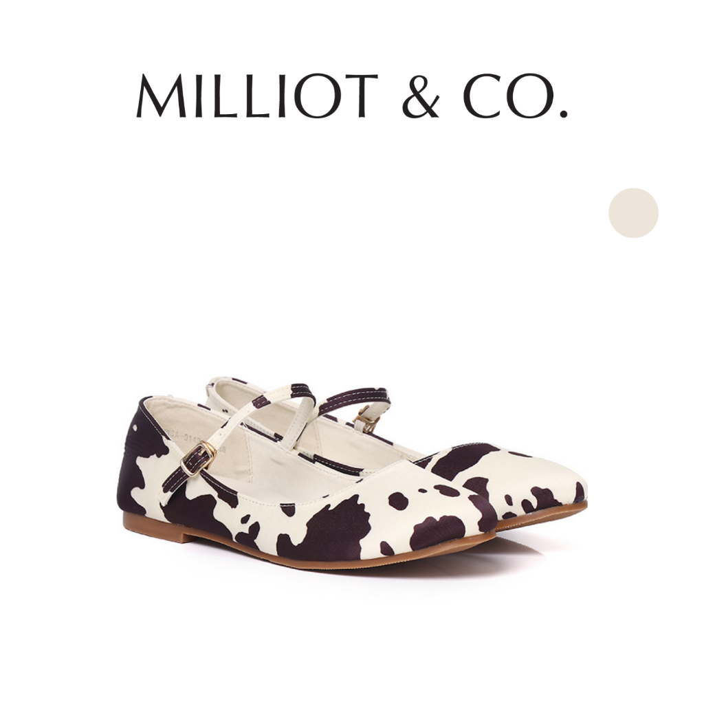 Milliot & Co Aelia Cow Print Rounded Toe Flats & Ballerina | Shopee ...