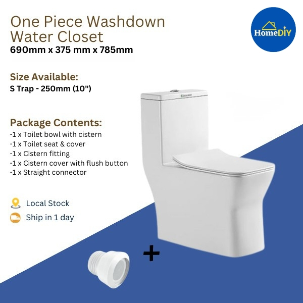 Itto One Piece Square Design Water Closet Jamban Duduk 250MM STrap 10 ...