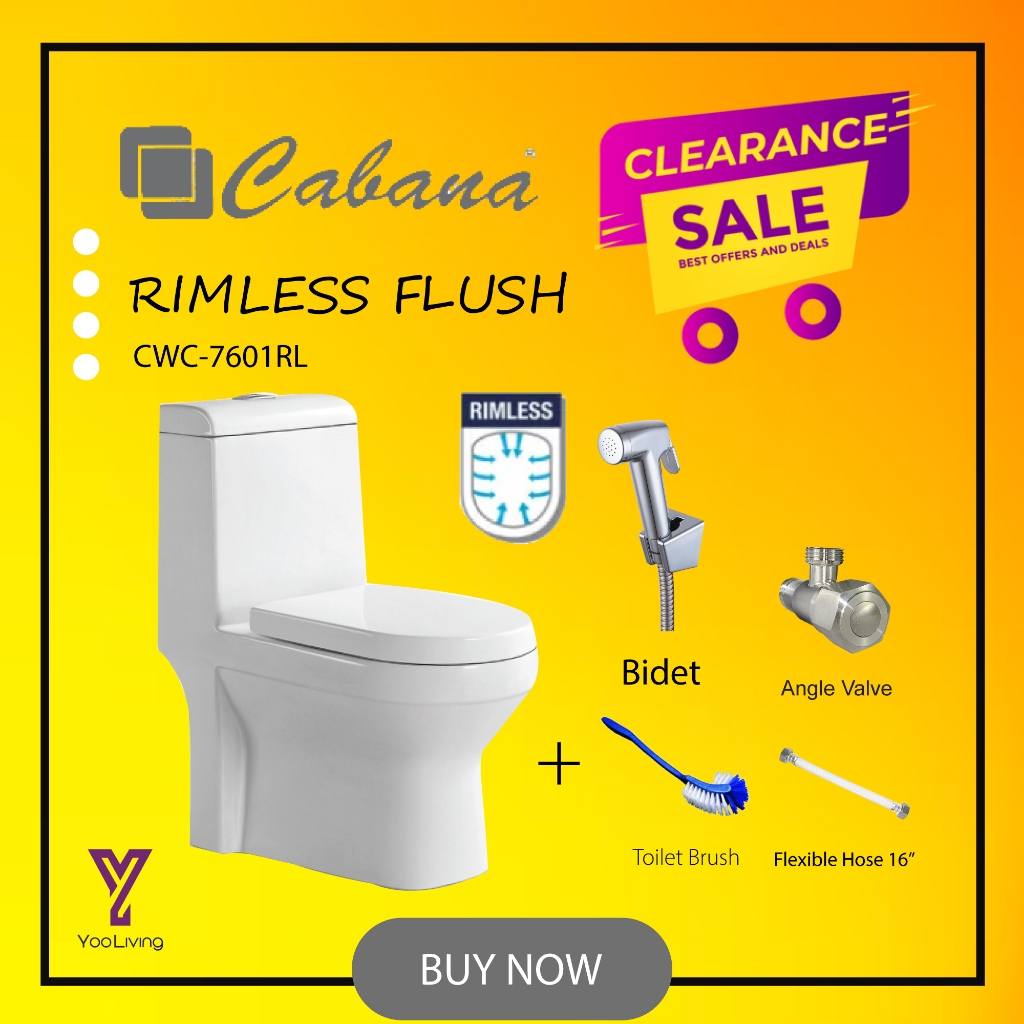 CABANA - ONE PIECE RIMLESS WATER CLOSET JAMBAN (CWC7601) WITH FREE ITEM ...