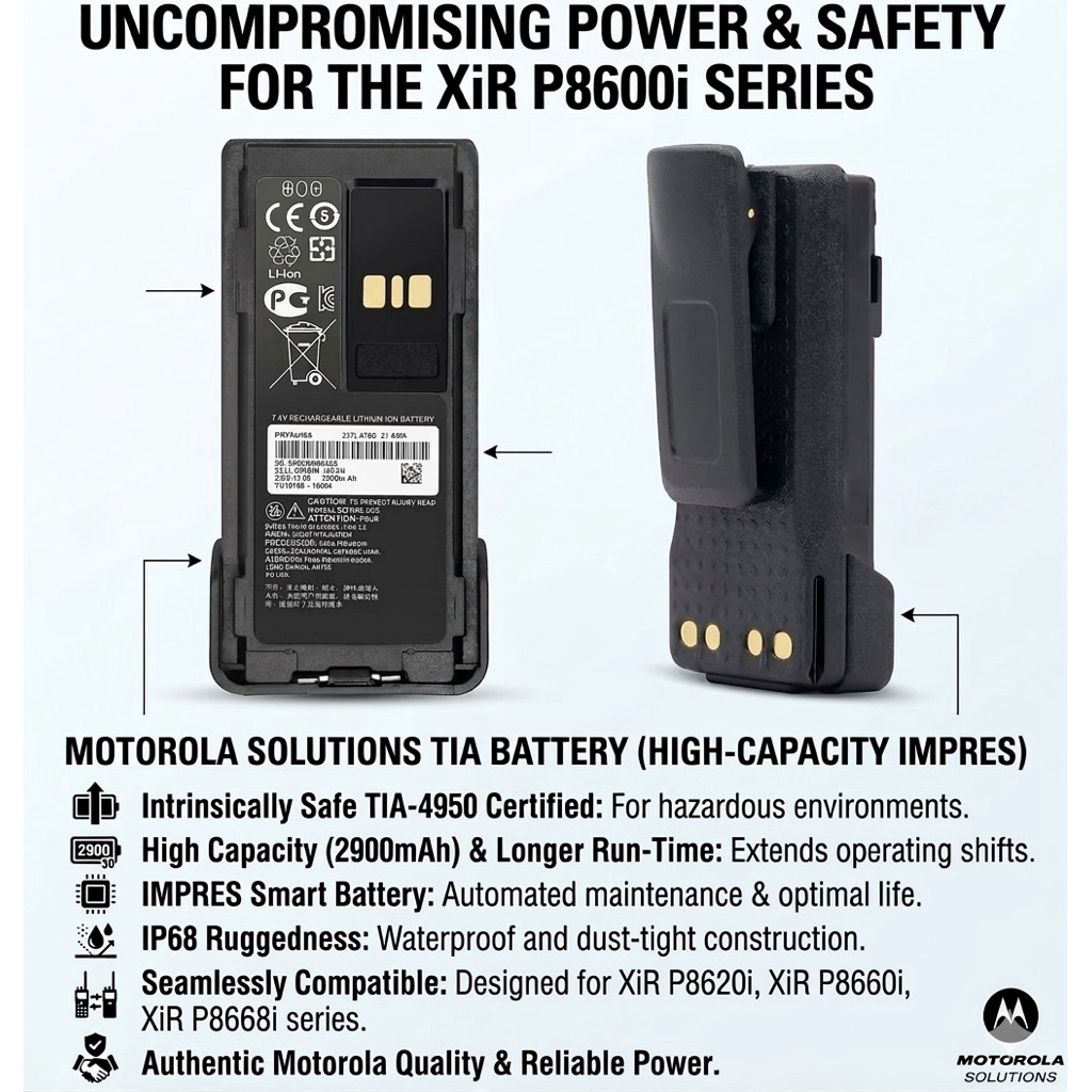 ORIGINAL MOTOROLA EXPLOSION PROOF TIA BATERY XiR P8668i P8660i P8600i ...