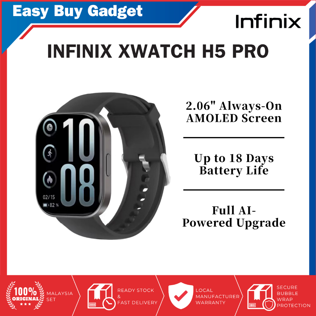 INFINIX XWATCH H5 Pro Smart Watch AMOLED 2.06" |Bluetooth Call |18 Days ...