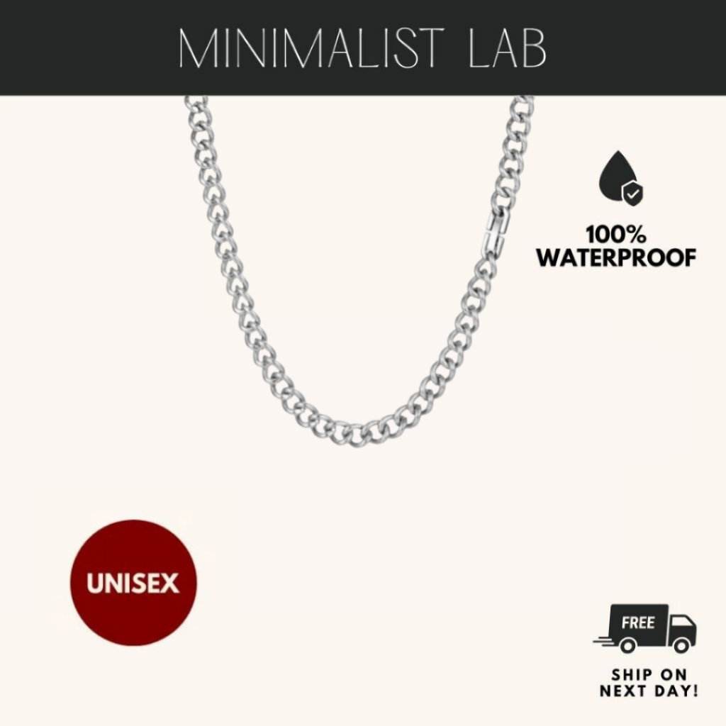 MINIMALIST LAB Titanium Unisex Carter Cuban Chain Necklace | Rantai ...