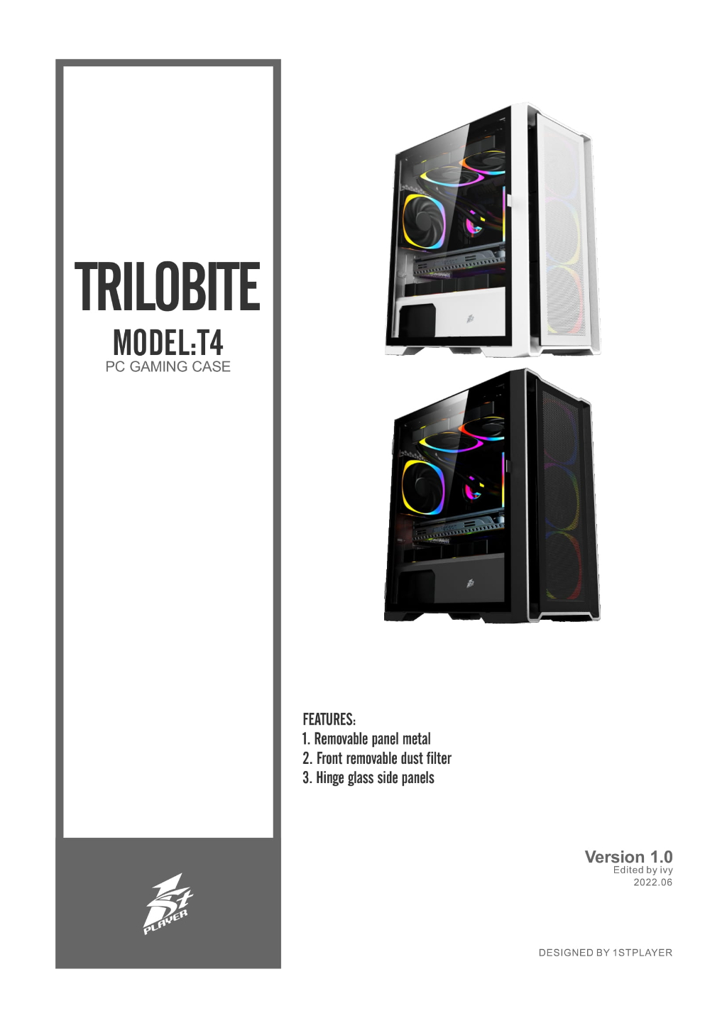 1st Player Trilobite T4 Black | Micro ATX Front Metal Mesh M-ATX PC ...