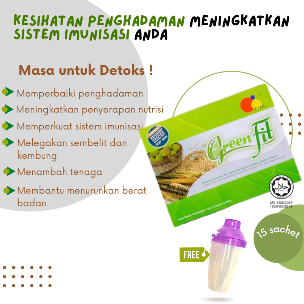 Avail- Green Fit Botanical Beverage Mix Apple with Oat- 1 box (15 ...