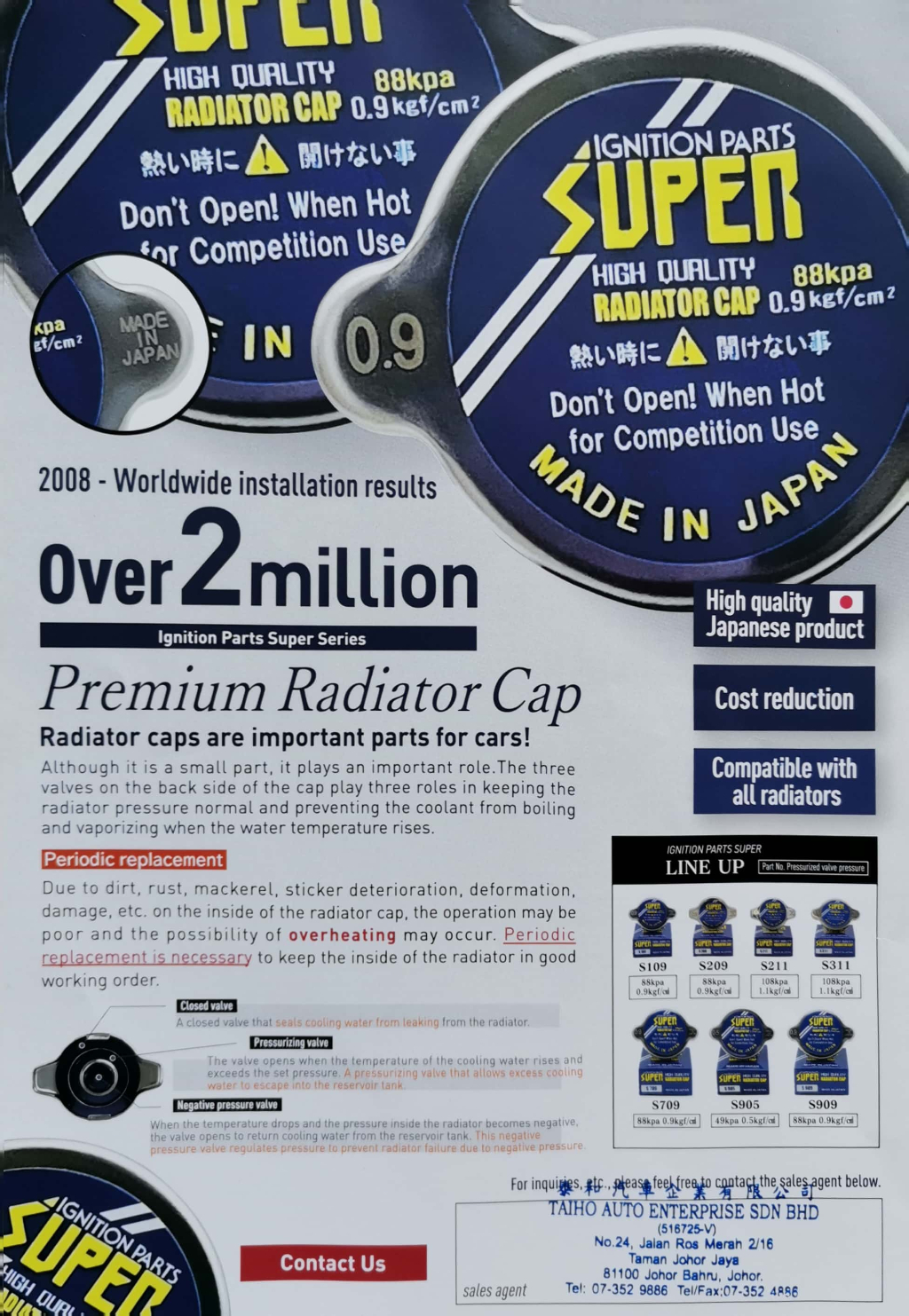 TAIHOAUTO SUPER Radiator Cap R123 R124 R125 R126 R148 Penutup Tangki ...