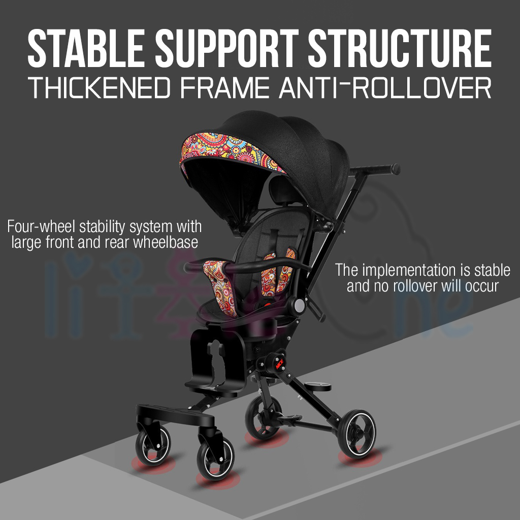 LOB V11 2 Way Magic Stroller (Flat Recline 175 Degree) 360 Rotation ...