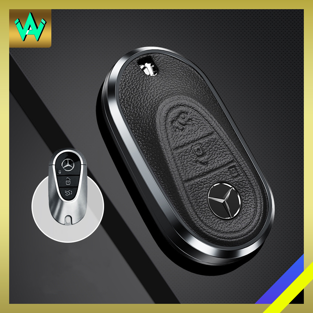 Mercedes Key Cover 2022 Aluminium Alloy Genuine Leather Cow Hide Sarung ...