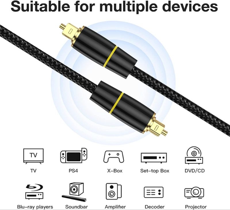 24K Gold Plated Infinity Digital Audio Optical Cable SPDIF Fibre Optic ...