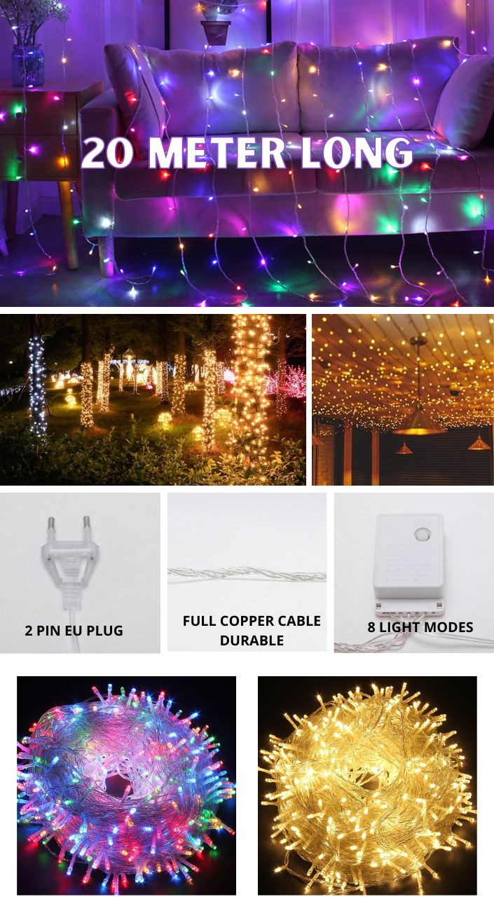 (20MTR) LED String Fairy Light Lampu Hiasan Rumah Garland String ...