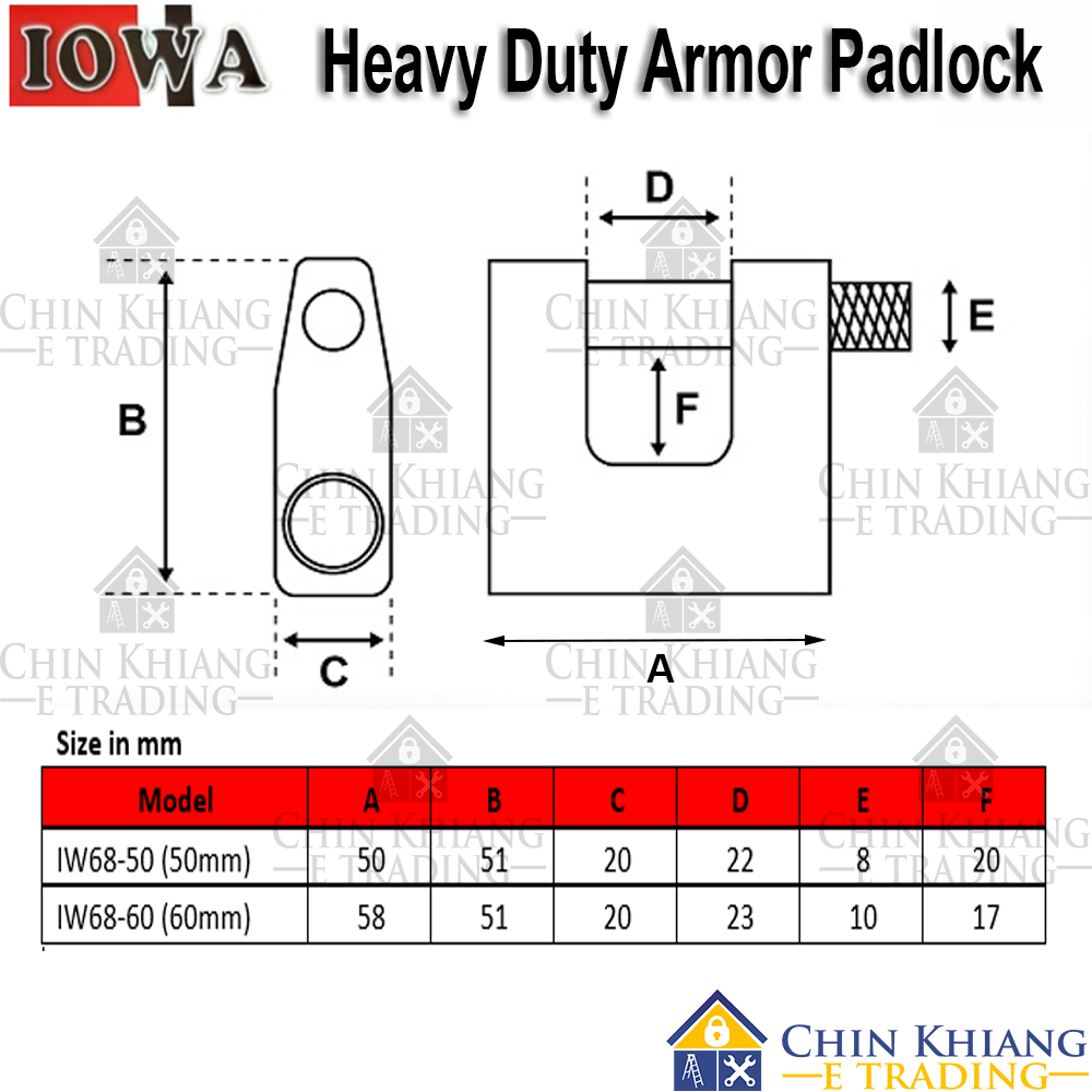 IOWA Heavy Duty Armour Padlock 50mm 60mm IW68/50 IW68/60 | Shopee Malaysia