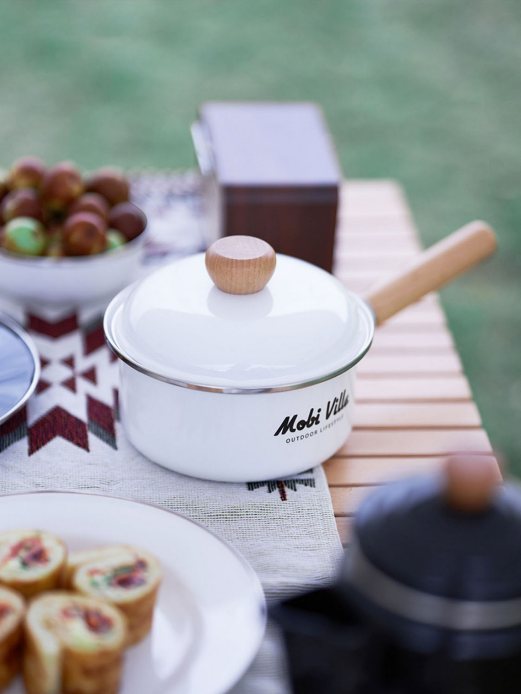 Mobi Garden Enamel Pot 1.2L and Kettle 2L Camping Picnic Stainless ...