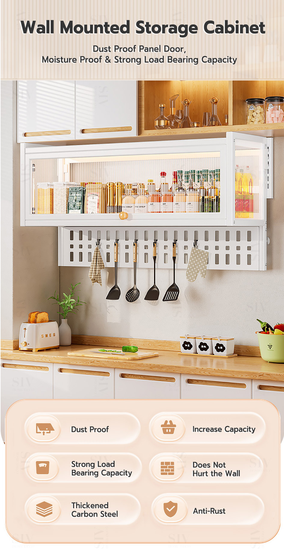 SIV Hanging Kitchen Cabinet Wall Mounted Storage Cabinet Spice Rack ...