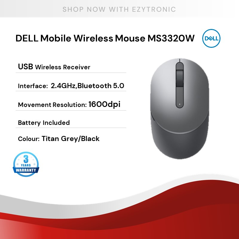 Dell KB216 & MS3320W Keyboard & Mobile Wireless Mouse for office work ...