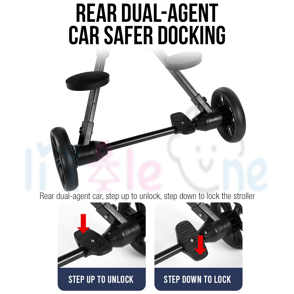 LOB V11 2 Way Magic Stroller (Flat Recline 175 Degree) 360 Rotation ...