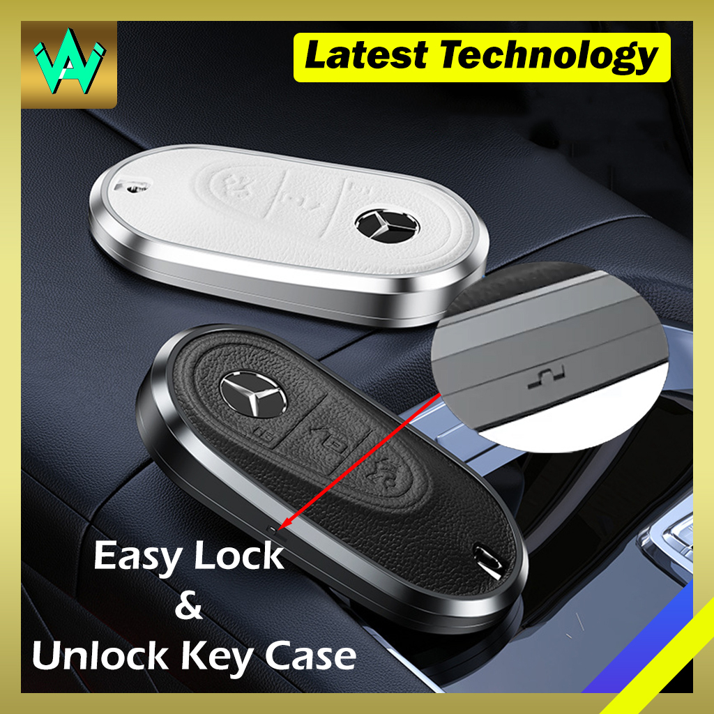 Mercedes Key Cover 2022 Aluminium Alloy Genuine Leather Cow Hide Sarung ...