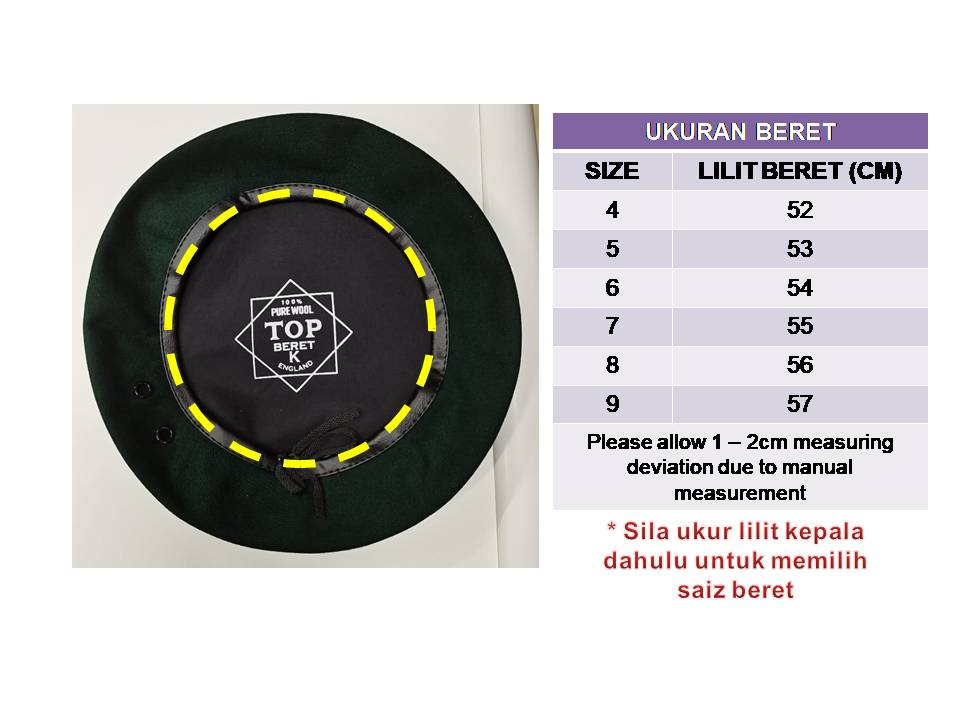 Kadet Remaja Sekolah ( KRS ) ( TKRS ) Topi KRS / Beret Hijau / Lencana ...