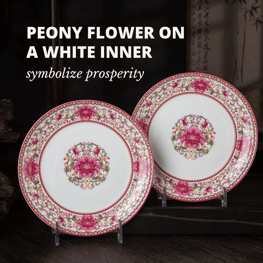 Chinese 8" Dinner Plate Porcelain Plate Set Pinggan Porcelain Dinner ...