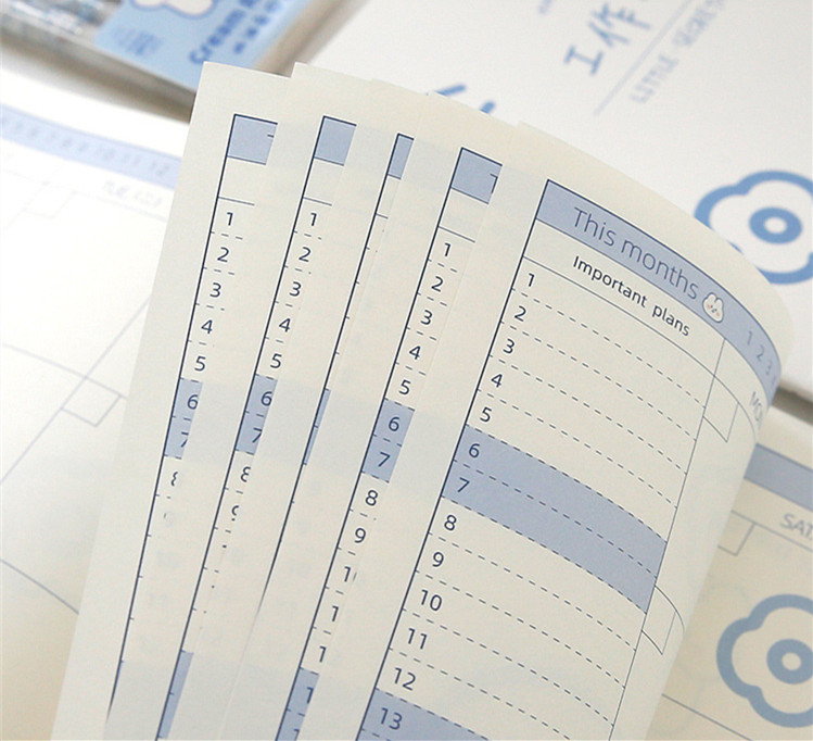 TLD A4 Size Perpetual Calendar Planner Cream Rabbit Annual Plan Book ...