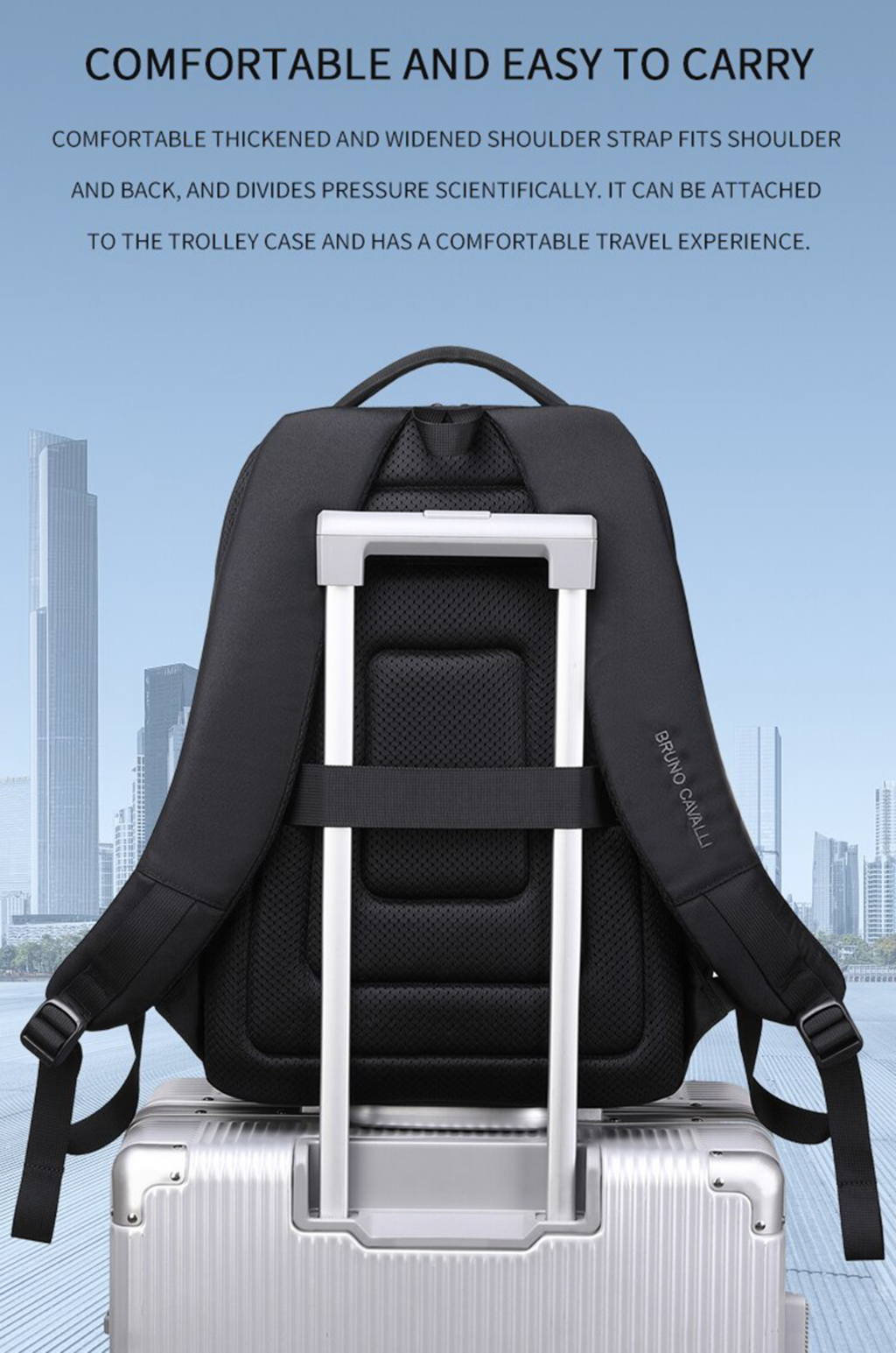 BRUNO CAVALLI Multifunctional Professional Business Laptop Backpack ...