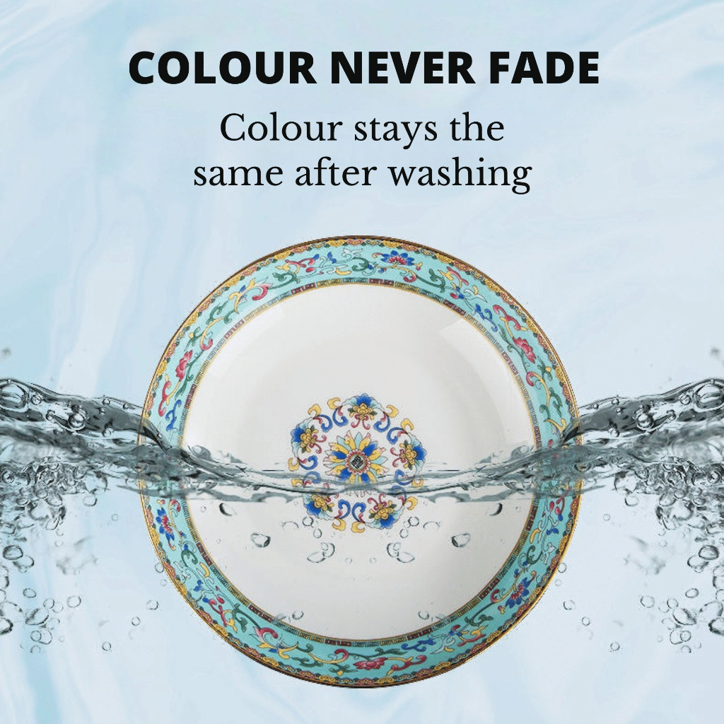 Chinese 8" Dinner Plate Porcelain Plate Set Pinggan Porcelain Dinner ...