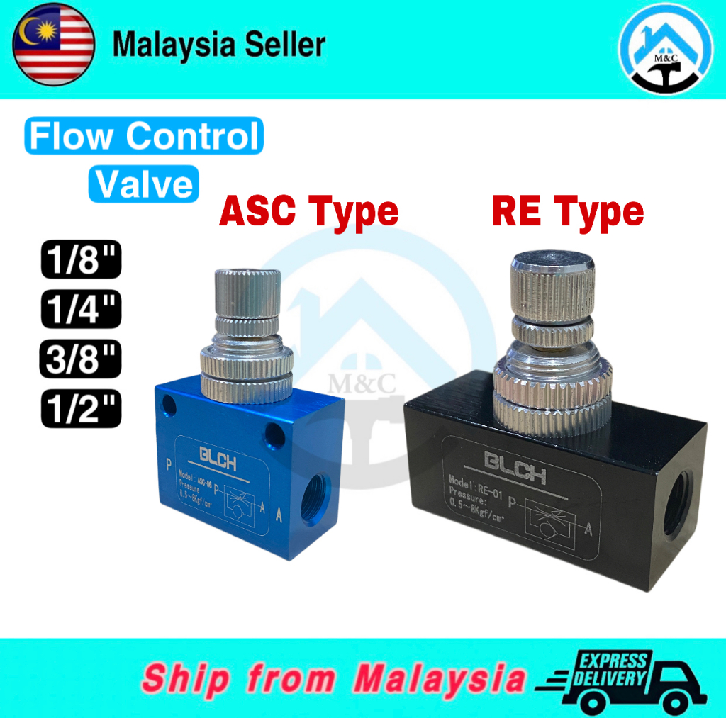 [BLCH] Pneumatic Air Flow Control valve, 1/8",1/4",3/8",1/2" Speed ...