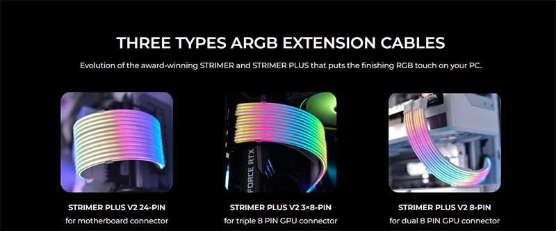 Lian Li Strimer Plus V2 Addressable RGB ARGB Extension Cables 24pin ...