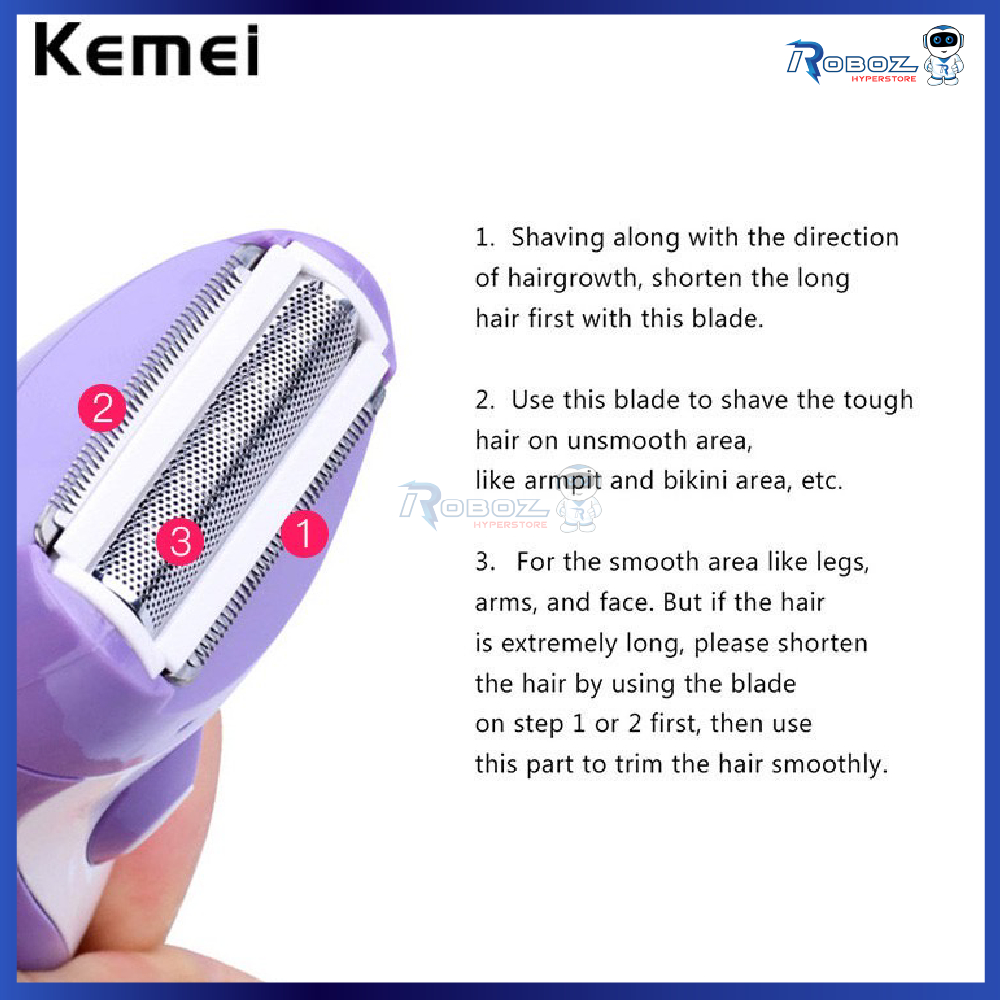 KEMEI Women's Shaver Epilator KM-3018 Electric Rechargeable Lady ...