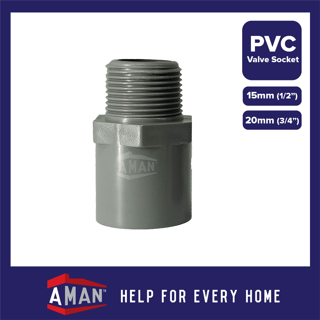 AMAN 1/2" 3/4" 15mm 20mm PVC Fitting Pipe Connector Elbow Socket Elbow ...