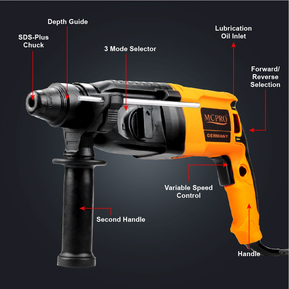 Eurohit Rotary Hammer Drill 950W AC-26RH 3in1 Rotary Hammer Drill ...