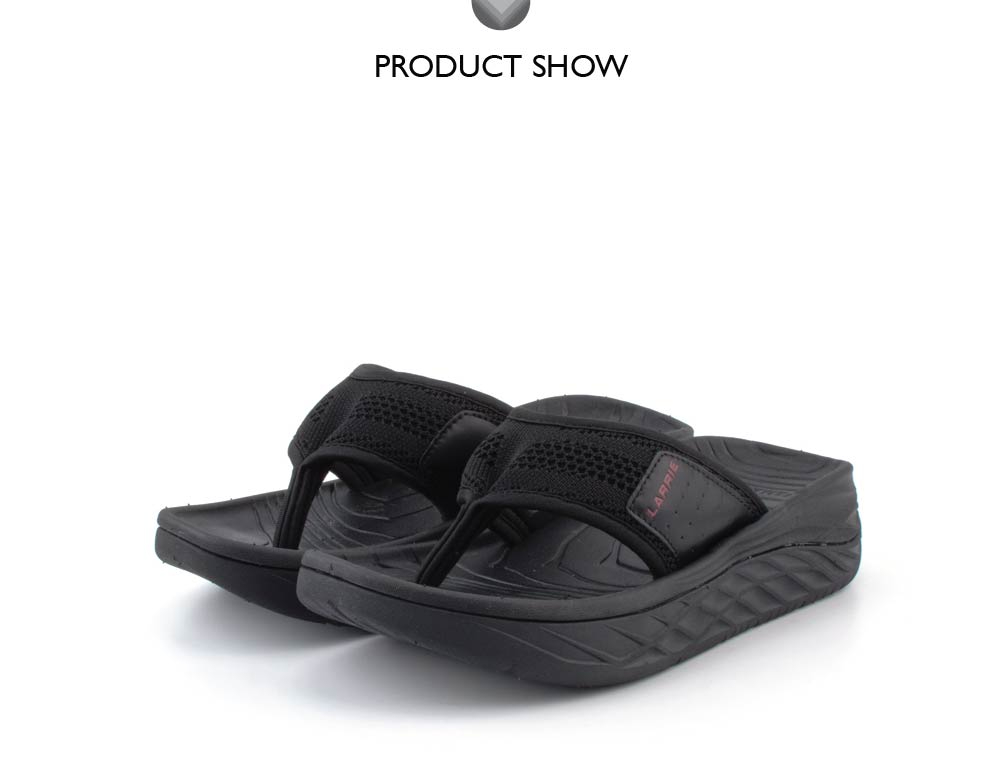 LARRIE Kasut Lelaki BLACK High Wedge Selesa Slippers 592205-YK1SV-1PW ...