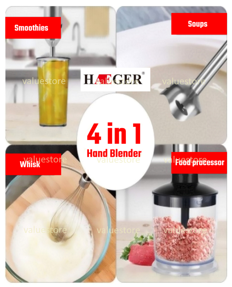 Hand Blender 4in1 Haeger Set Multifunction Handblender | Shopee Malaysia