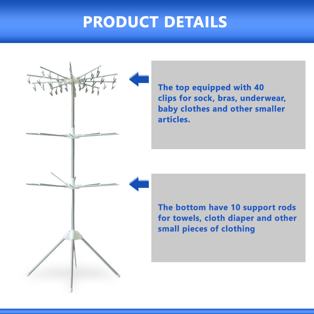 Encora Foldable Stainless Steel Baby Clothes Hanger Drying Rack with 40 ...