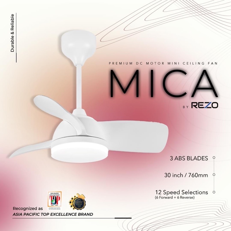 REZO VENUS 20” / MICA 30” / Lorca 23” Mini Baby DC Motor Ceiling Fan ...