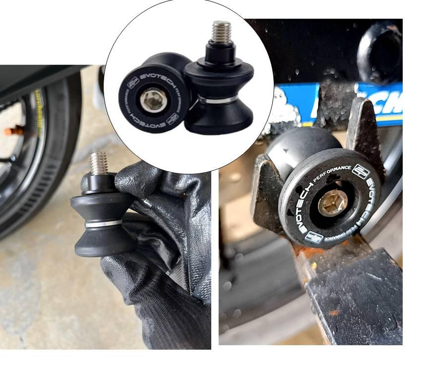 EVOTECH Bobbin Set Black (6MM, 8MM, 10MM)Rear Wheel Swing Arm Spools ...