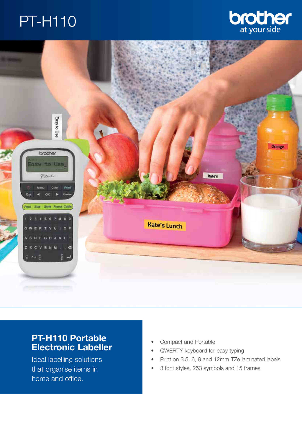 Brother PT-H110 P-Touch Portable Label Maker Handheld Labelling Machine ...