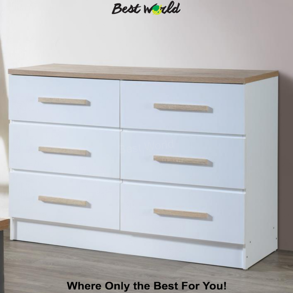 MAYA Scandinavian Large 6 Drawers/Dresser Cabinet /Extendable Table Top ...