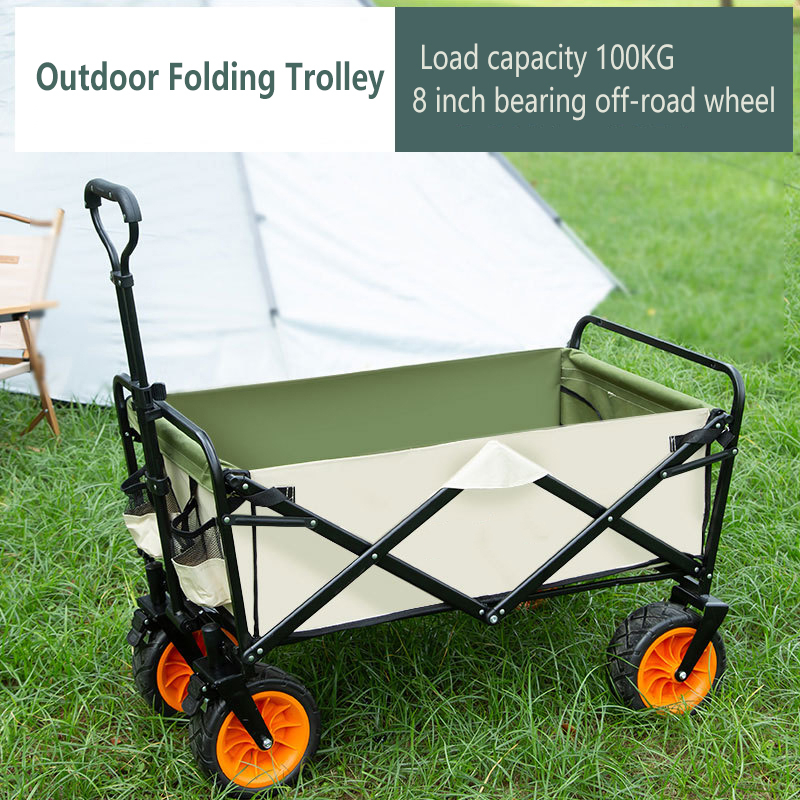 Foldable Camping Trolley, Big Wheel Heavy Duty Outdoor Wagon, 150L ...