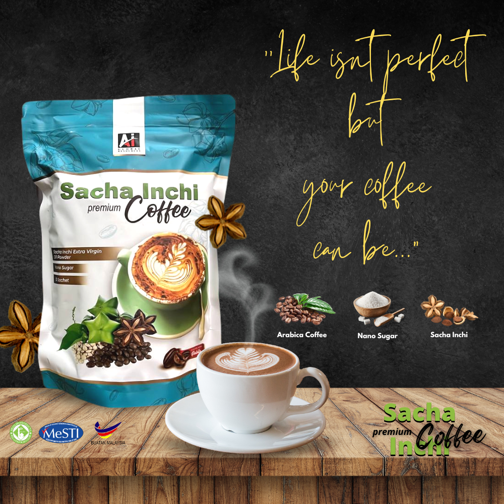 🔥KOPI🔥 PREMIUM SACHA INCHI COFFE PREMIX (15 sachets) Kopi Sacha Omega 3 ...