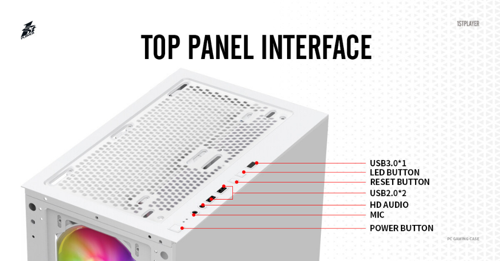 1st Player Trilobite T3 White | Micro ATX Front Metal Mesh M-ATX PC ...