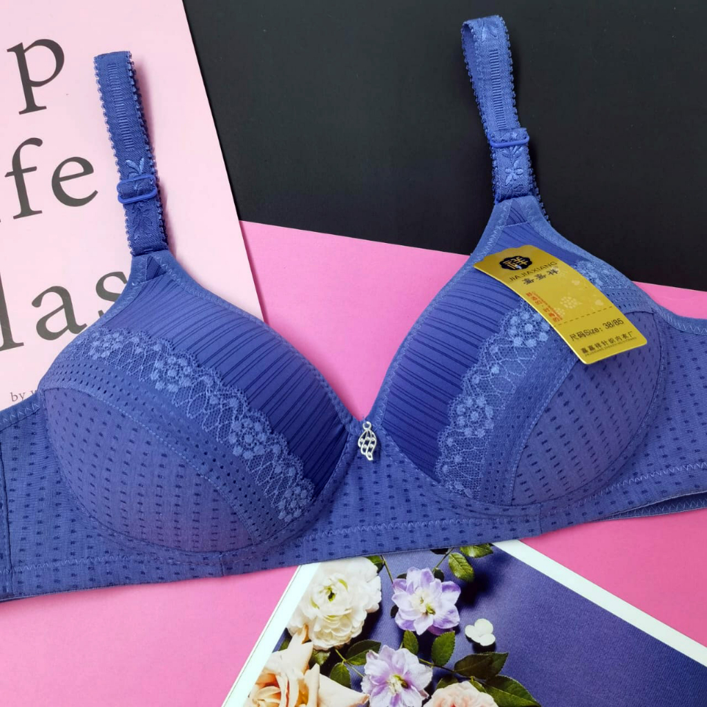 mybra Women Bra Full Cup Wireless 36-44 BC Cup Breathable Lace Bra ...