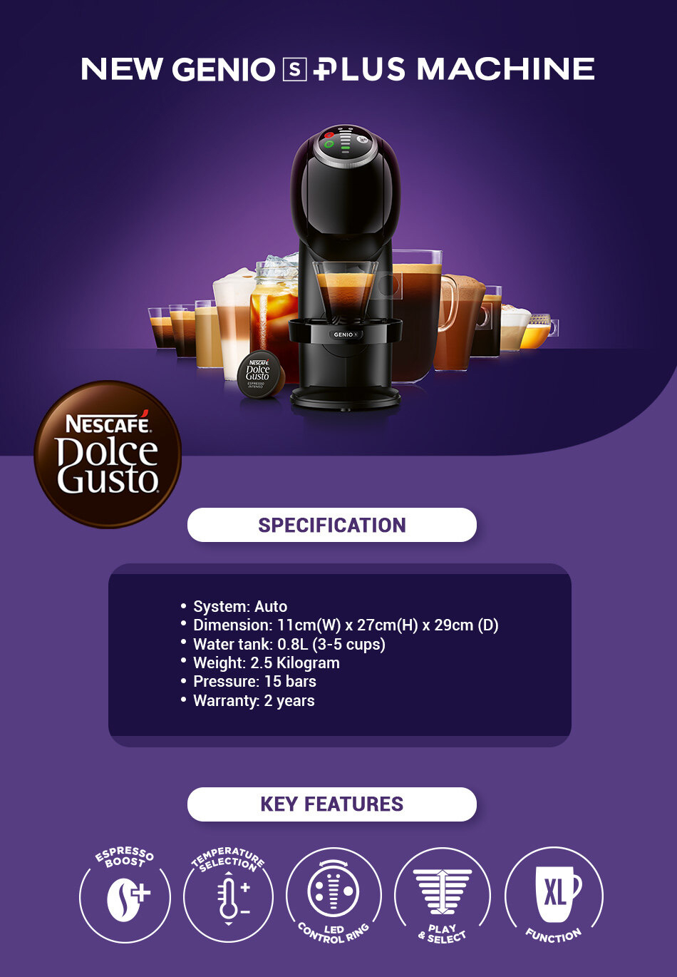 [Exclusive Set] NESCAFÉ® Dolce Gusto® Red Genio S Plus Coffee Machine ...