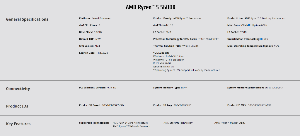 AMD Ryzen 5 5600X | 6-Cores AM4 Socket CPU Performance Processor | AMD ...